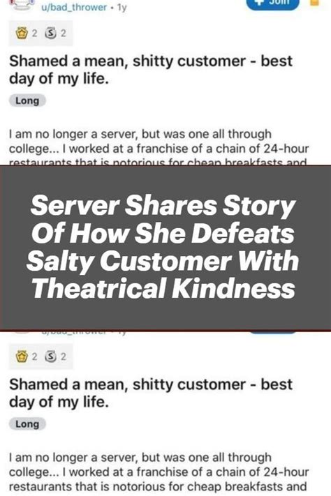 Server Shares Story Of How She Defeats Salty Customer With Theatrical