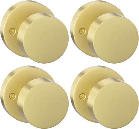 Goldenwarm 4 Pcs Gold Dummy Door Knobs Heavy Duty Zinc Alloy Brushed