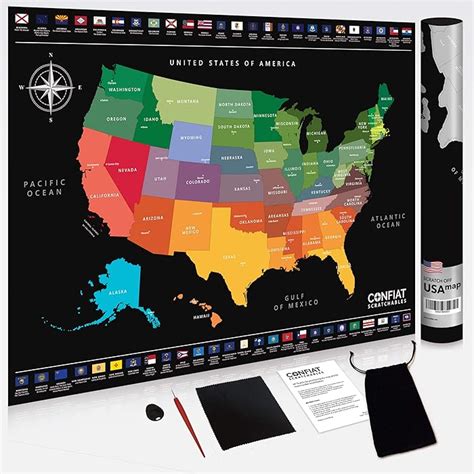 Buy Premium Large Silver Coated Scratch Off Map Of The United States