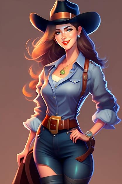 Mooie En Hete Meid In Western Cowboy Aankleden Premium Foto