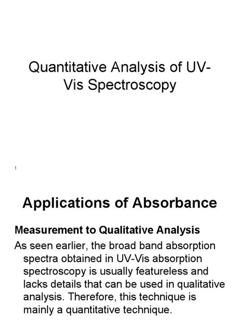 Quantitative Analysis Of Uv Vis Spectros Pdf Ultraviolet Visible Spectroscopy