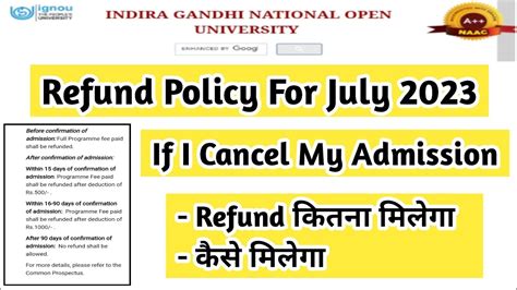 Ignou Refund Policy Mister Ignou Ignou Admission Refundpolicy