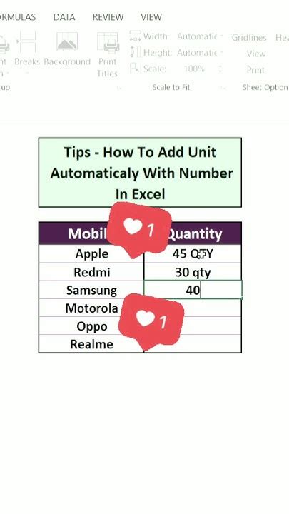 Tips To Add Unit Automatically With Number 🔥🔥excelshorts Exceltech Youtube