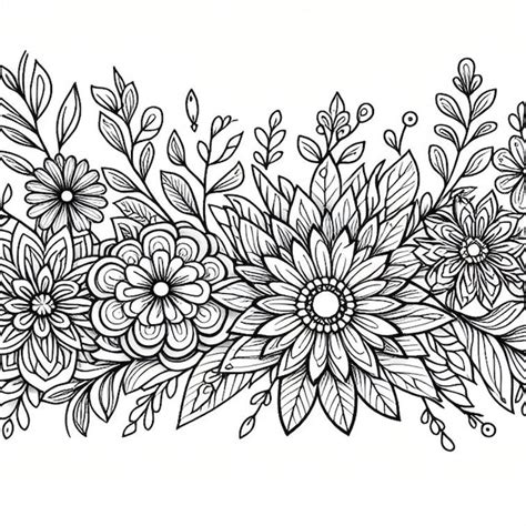 白い背景に描かれた花の絵を描く 花のカラーページ Premium Ai生成画像