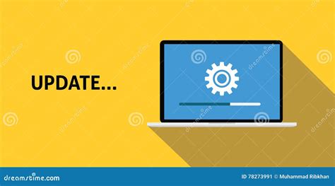 Data Update Or Synchronize With Bar Process Yellow Background And Long Shadow Flat Style Stock