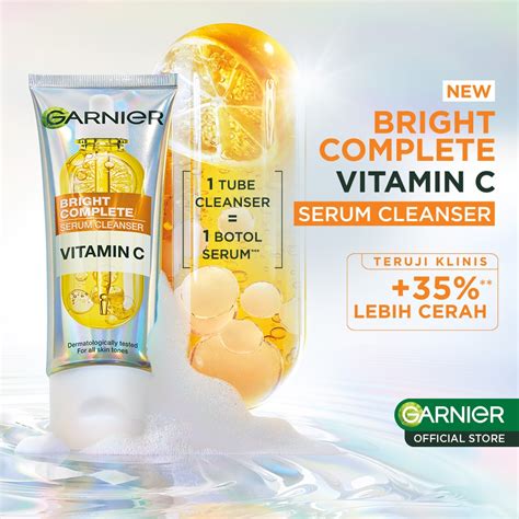 Jual Garnier Bright Complete Vitamin C Serum Cleanser 100ml Pembersih