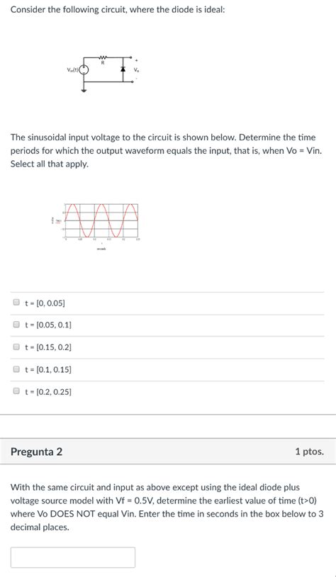 Solved Consider The Following Circuit Where The Diode Is Chegg
