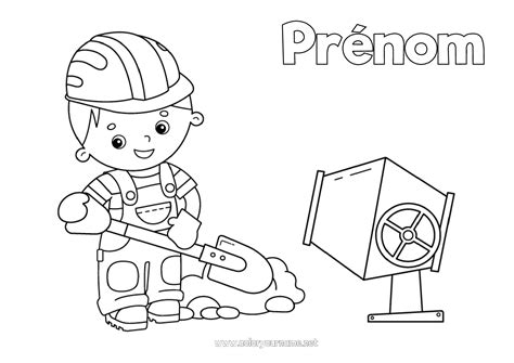 Coloriage n Métiers du chantier Maçon