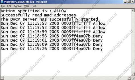 Windows Server 2003 DHCP MAC Adress Filtering Serhad Makbuloglu