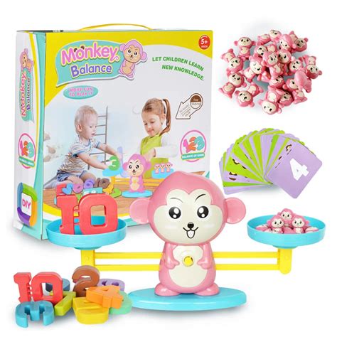 Монтессори матча игра настольные игрушки обезьяна щенок балансировка шкала количество баланс