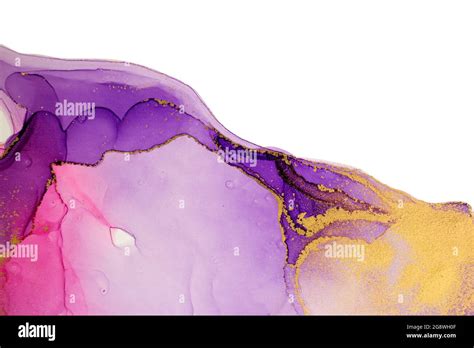 Abstract Watercolor Pink And Violet Gradient Texture With Gold Glitter
