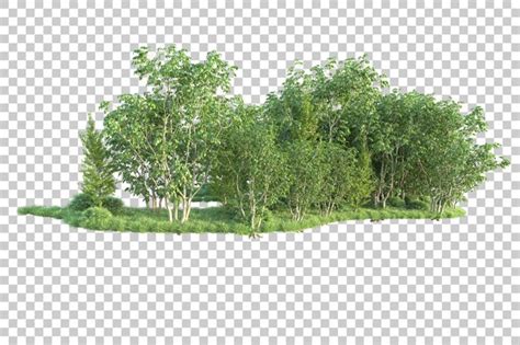 Paisaje verde aislado sobre fondo transparente ilustración de renderizado d Archivo PSD Premium