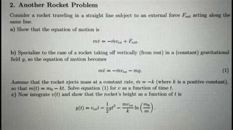 Solved Another Rocket Problem Consider A Rocket Traveling Chegg Com