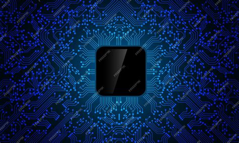 Premium Vector Blue Circuit Line Black Microprocessor Technology