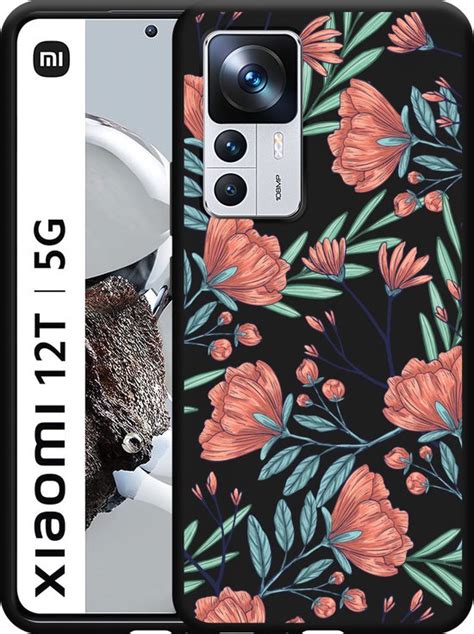 Xiaomi 12T 12T Pro Hoesje Zwart Poppy Roses Designed By Cazy Bol