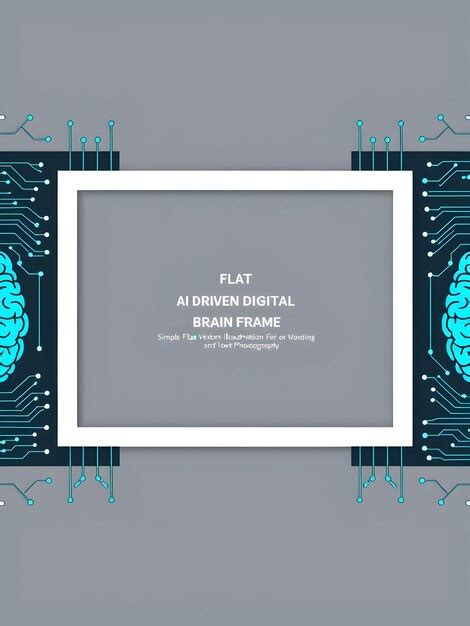 flat ai driven digital brain frame concept as a minimalistic border