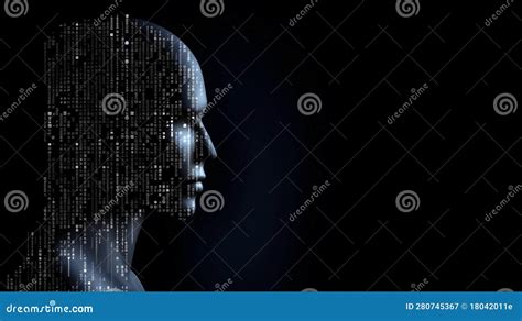 Binary Head On Dark Background Free Copy Space Stock Illustration Illustration Of Cyberspace