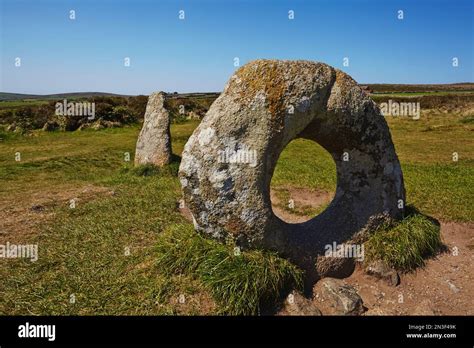 The Prehistoric Men An Tol Standing Stones Near Penzance Cornwall England Great Britain Stock