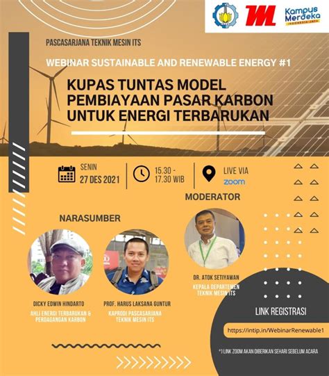 Departemen Teknik Mesin Webinar Sustainable And Renewable Energy Seri