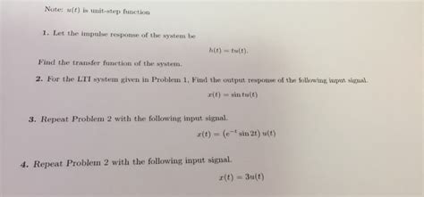 solved note u t is unit step function 1 let the impulse