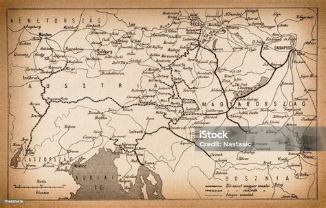 Austria And Hungary Rail Map From 1893 Stock Illustration Download
