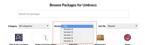 umbraco version dropdown in package directory missing v10 · issue 781 · umbraco ourumbraco · github