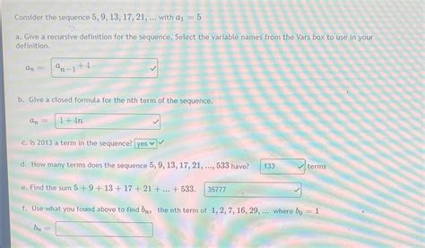 Solved Consider The Sequence 5 9 13 17 21 Dots With A1 5a