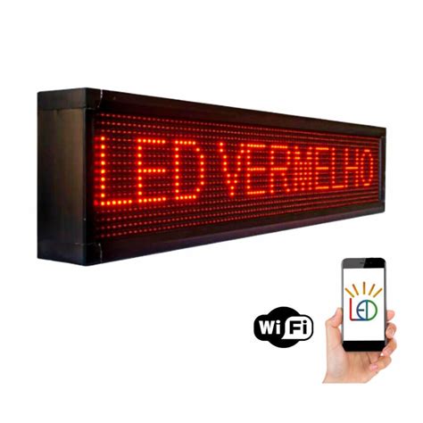 Painel LED Vermelho Letreiro Luminoso Digital x Alto Brilho Wi Fi Planet Iluminação