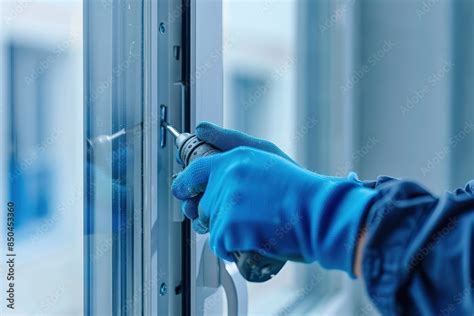 Window Measuring Workman Fixing Adjusting New Plastic Pvc Window With