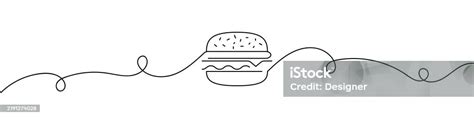 햄버거 아이콘의 하나의 연속 선 그리기입니다 단일 라인 벡터 일러스트 레이 션 0명에 대한 스톡 벡터 아트 및 기타 이미지 0명 개념 건강에 좋지 않은 음식 Istock