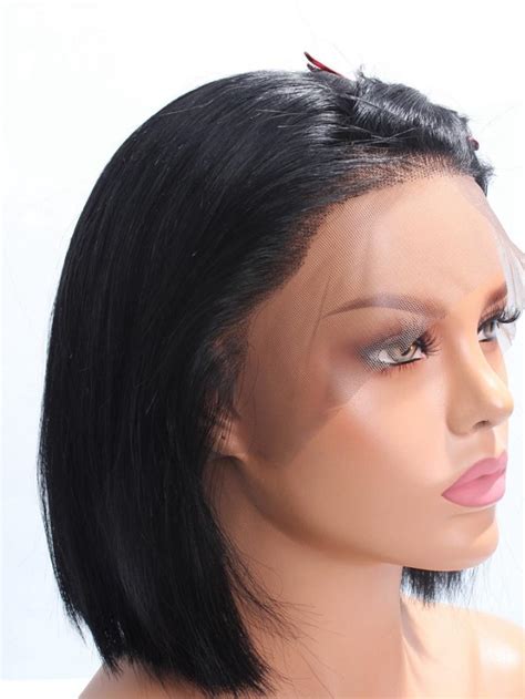 Pretty Bangs Short Bob 4 Lace Front Human Hair Wig Human Hair Wigs