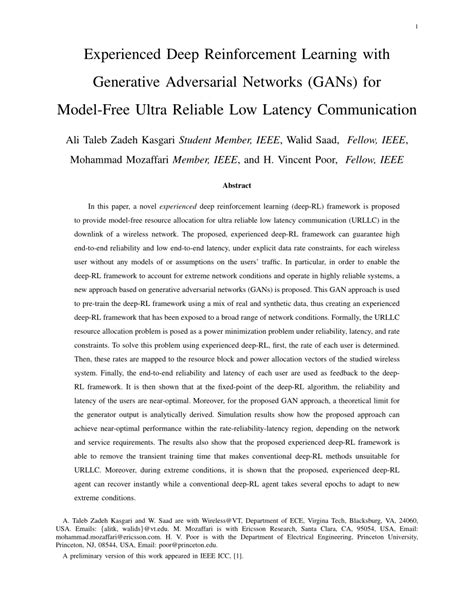 Pdf Experienced Deep Reinforcement Learning With Generative Adversarial Networks Gans For