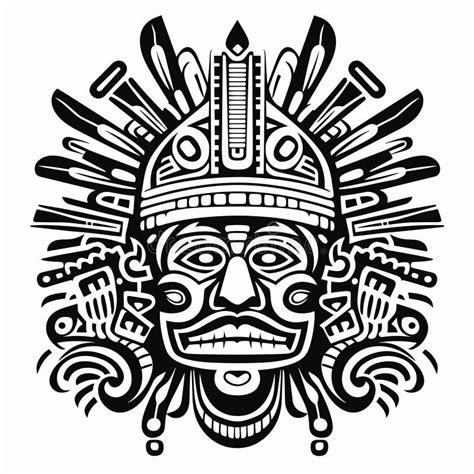 Aztec Face Mask Vector Illustration Ancient Mayan Mask Stock Vector