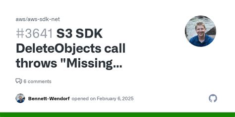 S3 Sdk Deleteobjects Call Throws Missing Required Header Exception · Issue 3641 · Awsaws Sdk