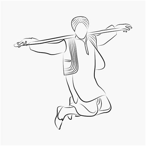 Premium Vector Bhangra Dancer Line Art
