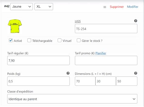 créer un produit variable sous woocommerce