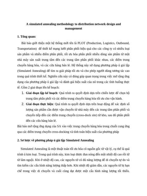 Done A Simulated Annealing Methodology To Distribution Network Design And Management Pdf