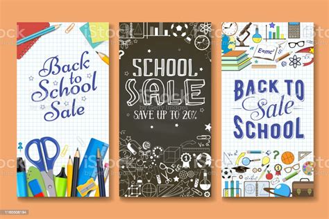학교 판매 배너 템플릿 세트 벡터 일러스트레이션으로 돌아가기 1위에 대한 스톡 벡터 아트 및 기타 이미지 1위 9월 0명 Istock