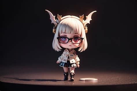 Premium Ai Image Girl Wearing Glasses Has Bat Wings Shape Toy Model