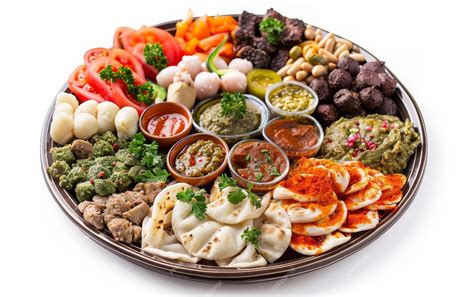 Premium Photo Arabic Mezze Platter On White Background