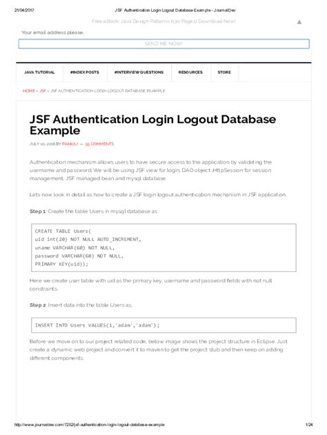 Fillable Online Login Page In Jsf With Database Connection Fax Email