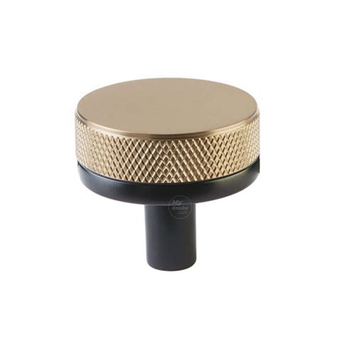 Select Collection 1 1 4 Conical Stem In Flat Black And Knurled Knob In Satin Brass By Emtek