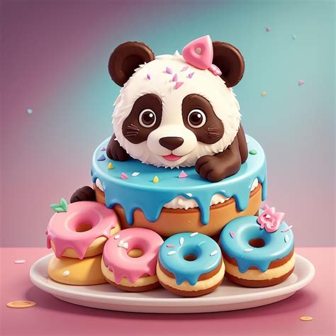 Premium Photo Cute Panda In Doughnut Cartoon Vector Icon Illustration