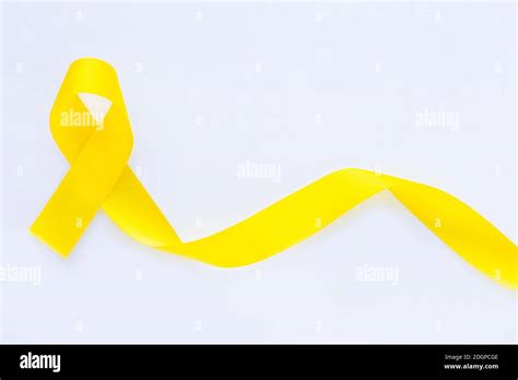 Yellow Ribbon On White Isolated Background Copy Space Bone Cancer
