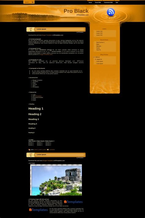 Pro Black Blogger Template Btemplates