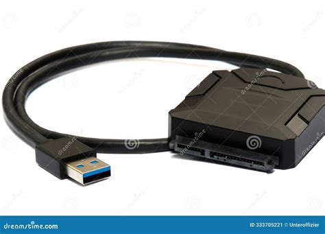 A Usb Universal Serial Bus Type A Male To Serial Ata Sata Adapter Connector Cable White Backdrop