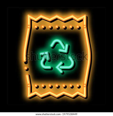 Plastic Parcel Bag Recycle Mark Neon Stock Vector Royalty Free