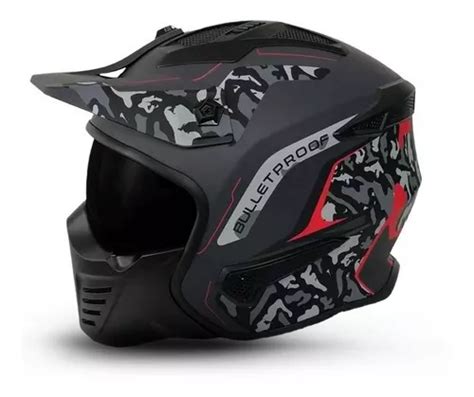 Casco Modular Edge Kombat Camuflage Rojo Mate Certificado Color Rojo