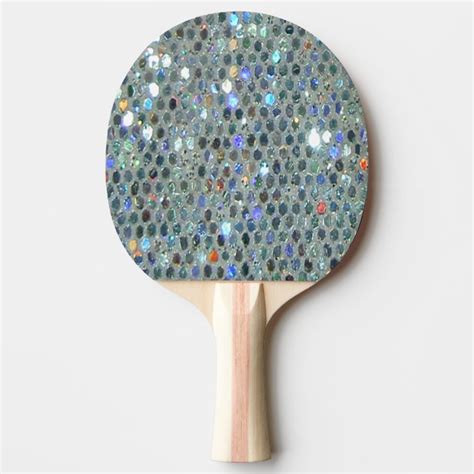 Glitzy Sparkly Silver Glitter Bling Ping Pong Paddle