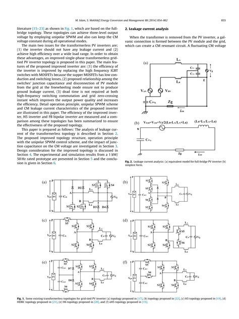 Solution 2014 324 An Improved Transformerless Grid Connected Photovoltaic Inverter With Reduced